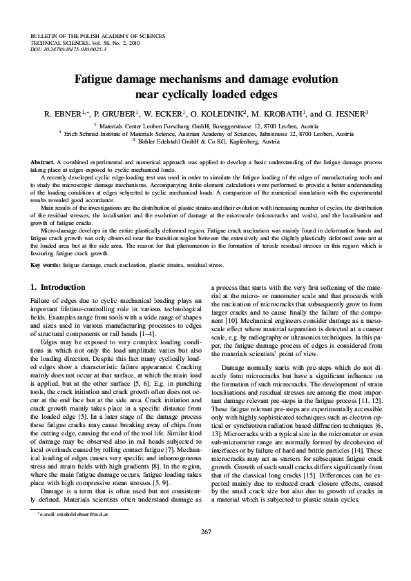 (PDF) Fatigue damage mechanisms and damage evolution near cyclically ...