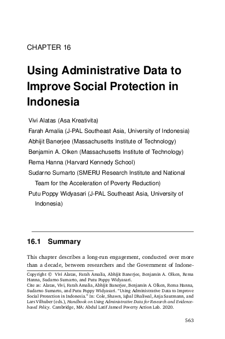 (PDF) Using Administrative Data to Improve Social Protection in Indonesia