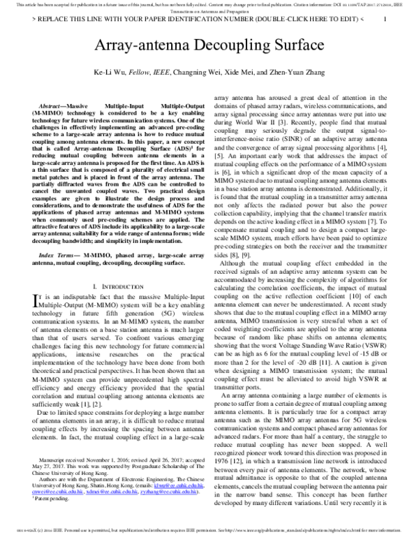 (PDF) Array-Antenna Decoupling Surface
