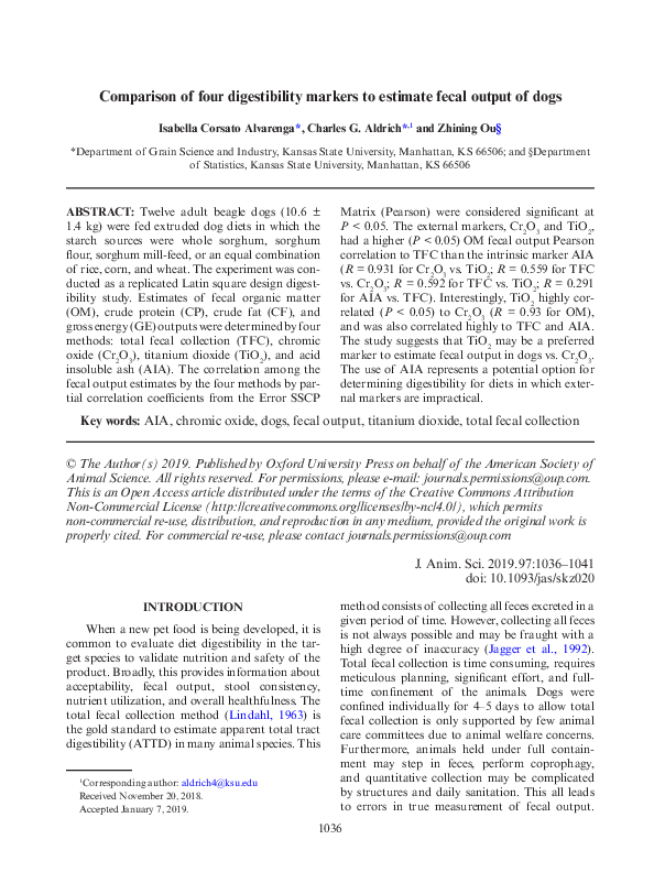 (PDF) 223 Comparison of four digestibility markers to estimate fecal ...