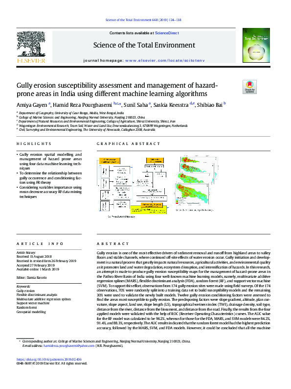 (PDF) Gully erosion susceptibility assessment and management of hazard-prone areas in India ...