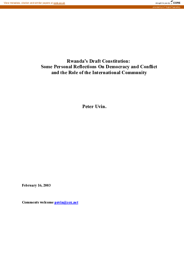 (PDF) Rwanda s draft constitution: Some personal reflections on ...