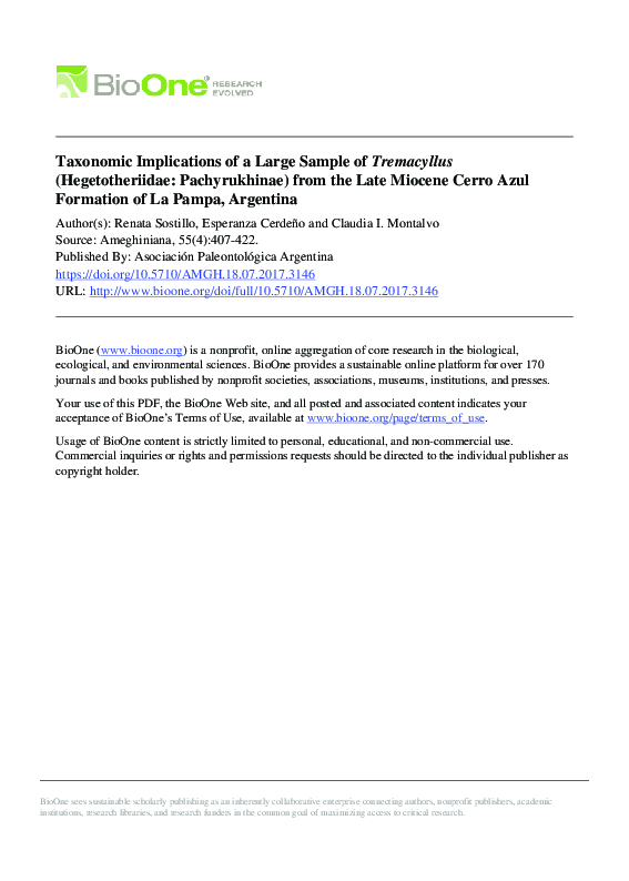 (PDF) Taxonomic Implications of a Large Sample of Tremacyllus ...