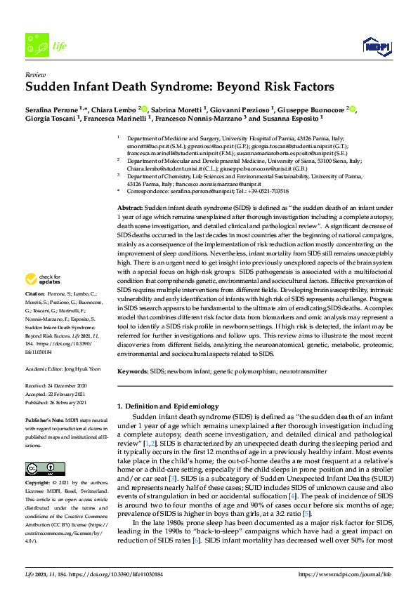 (PDF) Sudden Infant Death Syndrome: Beyond Risk Factors | Francesca ...