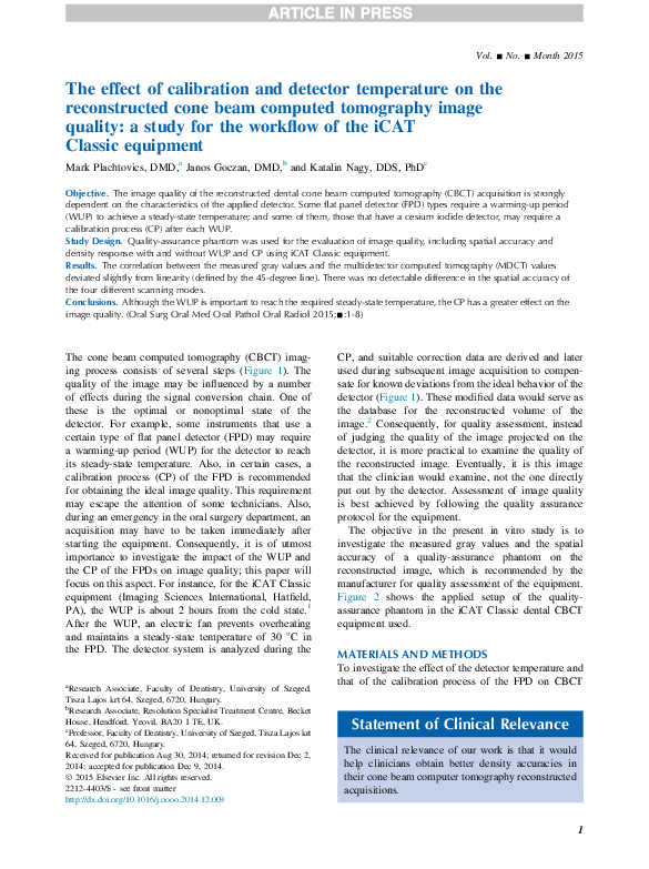 (PDF) The effect of calibration and detector temperature on the ...