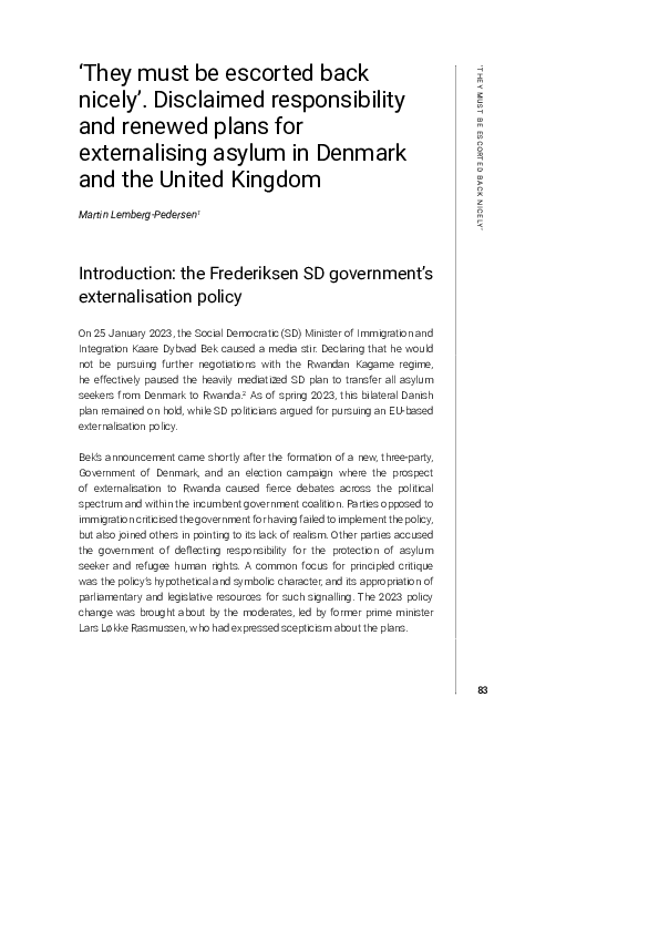 (PDF) ‘They must be escorted back nicely’. Disclaimed responsibility ...