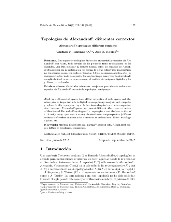 (PDF) Topologías de Alexandroff: diferentes contextos