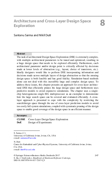 Pdf Architecture And Cross Layer Design Space Exploration