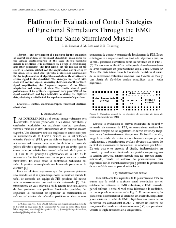 (PDF) Platform for evaluation of control strategies of functional ...