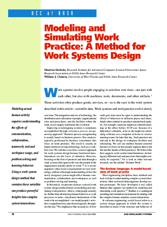 (PDF) Modeling and simulating practices, a work method for work systems design