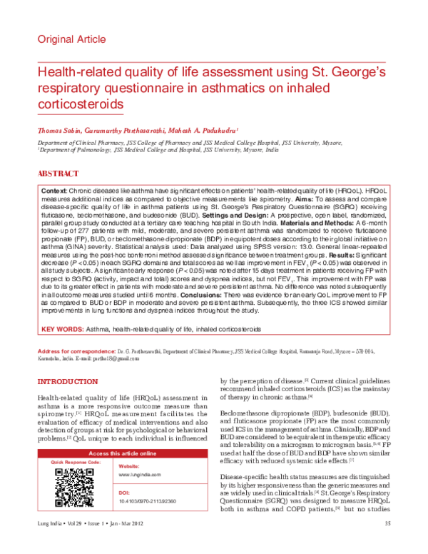 (PDF) Health-related quality of life assessment using St. George′s ...