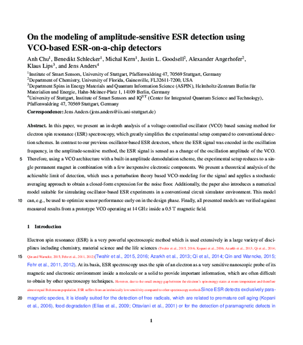 (PDF) On the modeling of amplitude-sensitive ESR detection using VCO ...