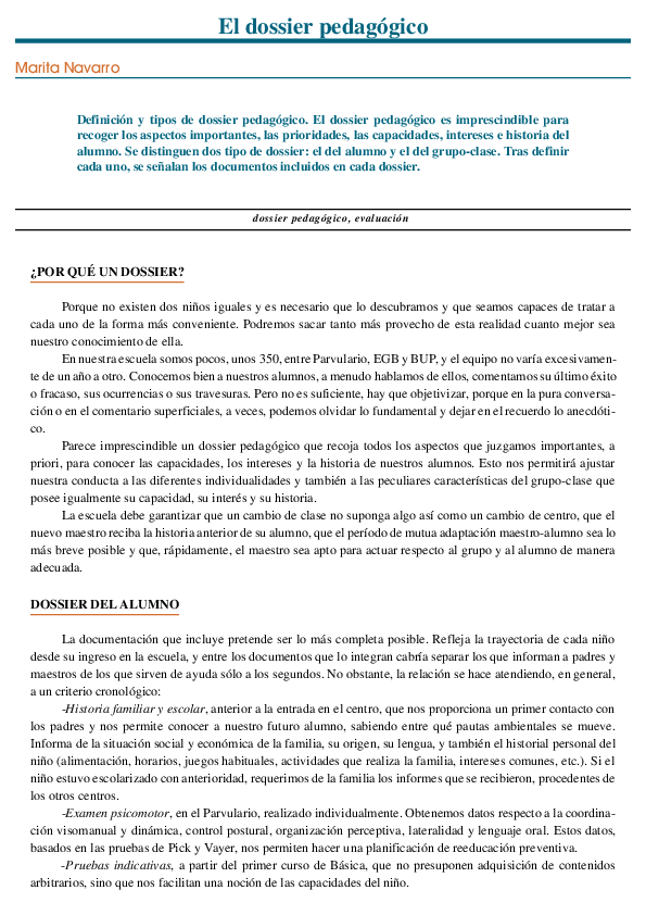 (PDF) El dossier pedagógico