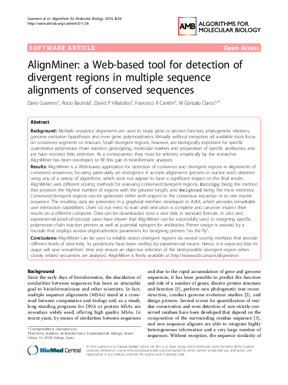 (PDF) AlignMiner: a Web-based tool for detection of divergent regions ...