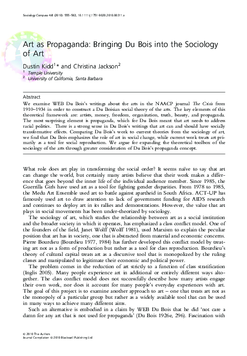 (PDF) Art as Propaganda: Bringing Du Bois into the Sociology of Art ...