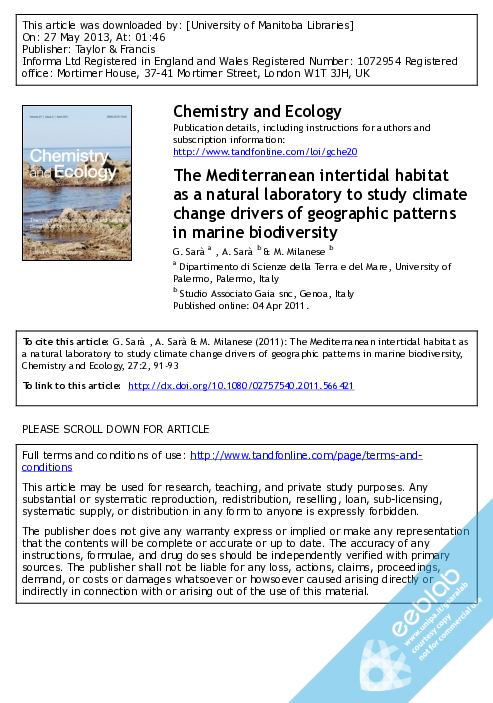 (PDF) The Mediterranean intertidal habitat as a natural laboratory to ...