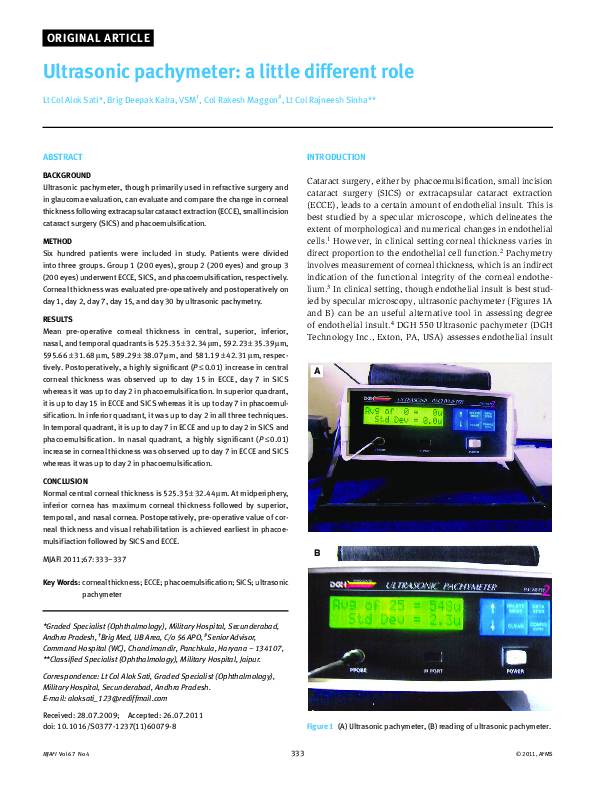 (PDF) Ultrasonic pachymeter: a little different role