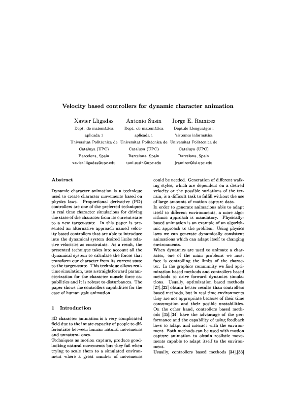 (PDF) Velocity based controllers for dynamic character animation