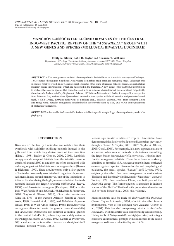 (PDF) Mangrove associated lucinid bivalves of the central Indo-West ...