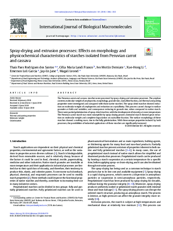 (PDF) Spray-drying and extrusion processes: Effects on morphology and ...