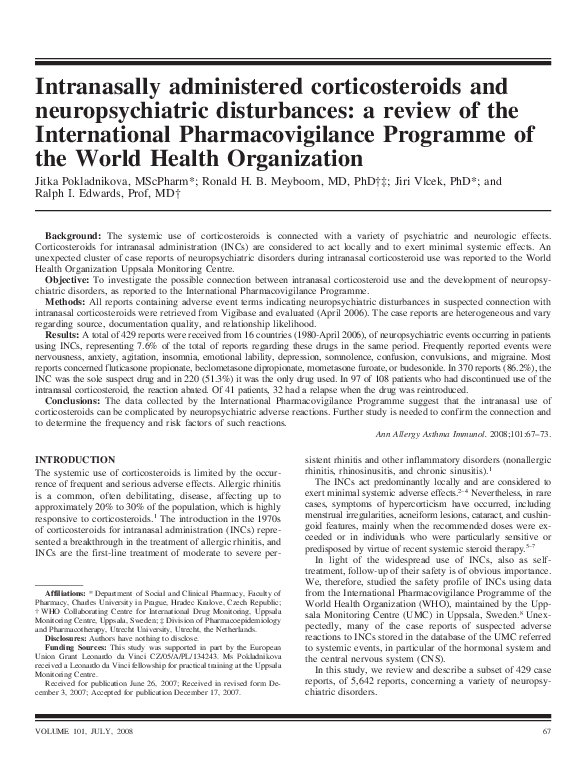 (PDF) Intranasally administered corticosteroids and neuropsychiatric ...