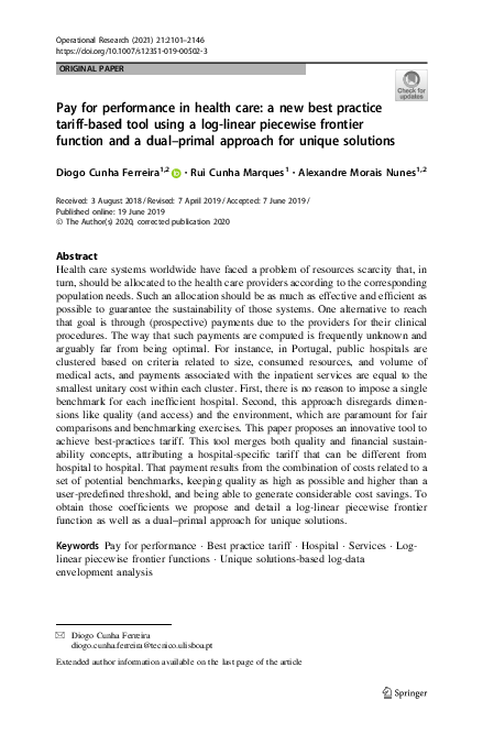 (PDF) Pay for performance in health care: a new best practice tariff ...