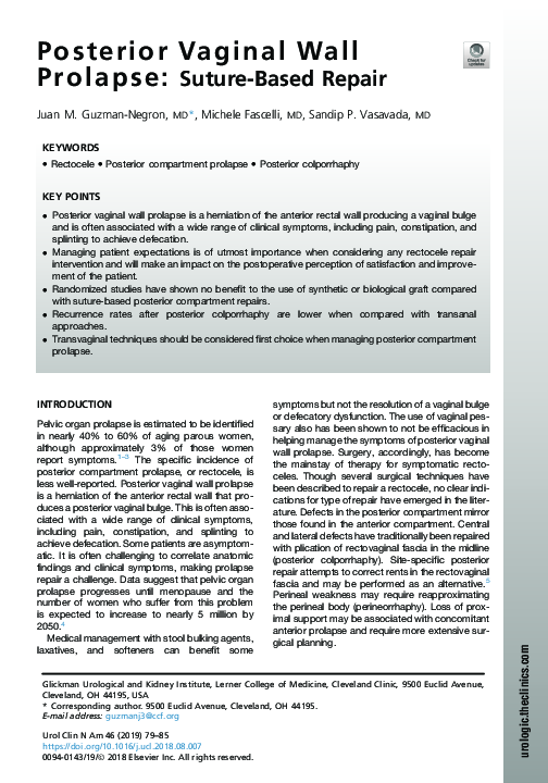 (PDF) Posterior Vaginal Wall Prolapse