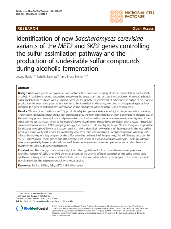 (PDF) Identification of new Saccharomyces cerevisiae variants of the MET2 and SKP2 genes ...