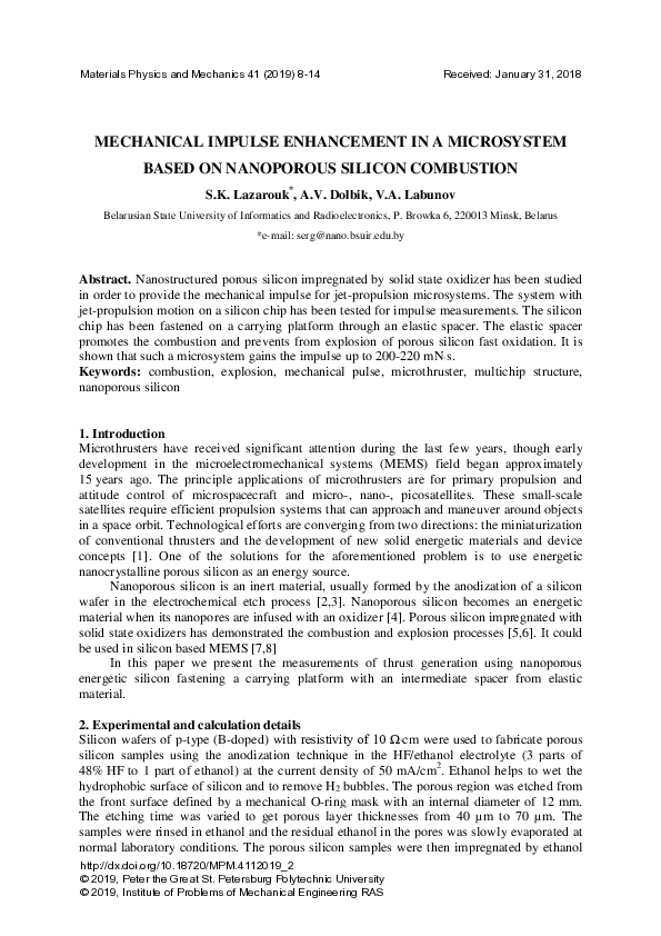 (PDF) Mechanical impulse enhancement in a microsystem based on ...