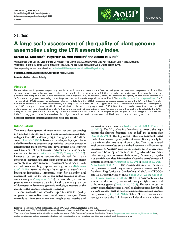 (PDF) A large-scale assessment of the quality of plant genome ...