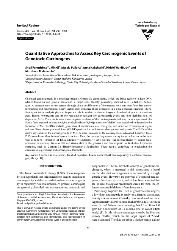 (PDF) Quantitative Approaches to Assess Key Carcinogenic Events of ...