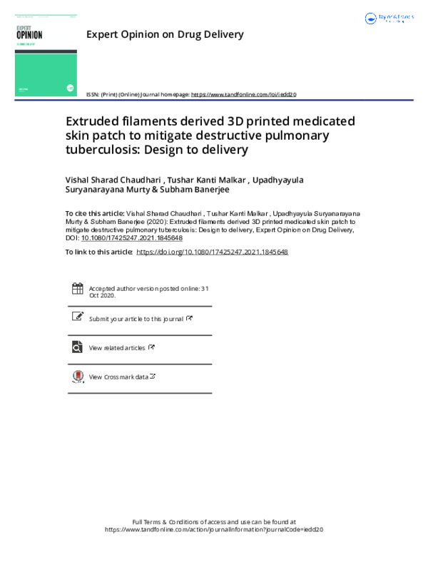 (PDF) Extruded filaments derived 3D printed medicated skin patch to ...