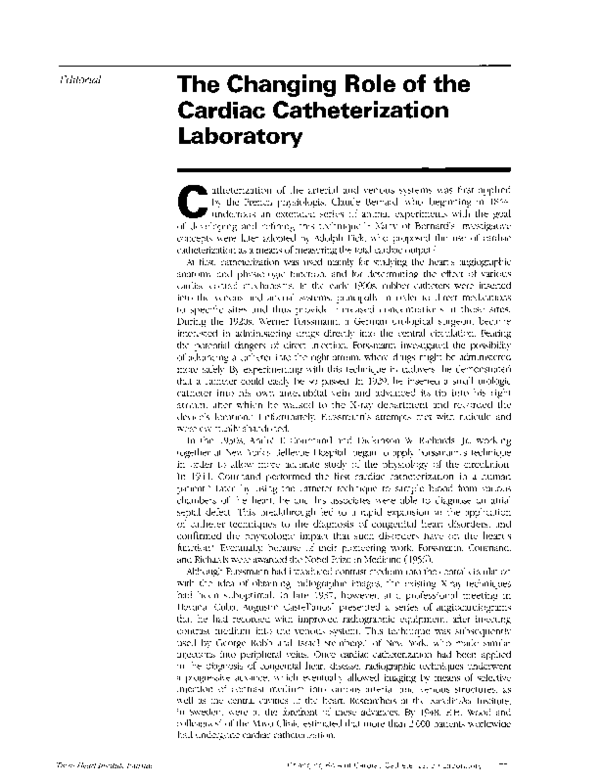 (PDF) The changing role of the cardiac catheterization laboratory