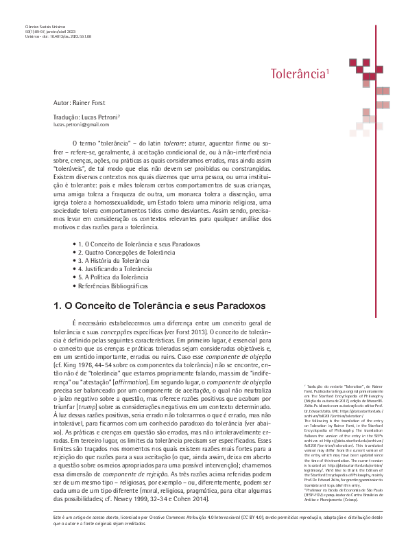 (PDF) Rainer Forst: Tolerância (tradução)