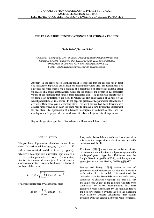 (PDF) The Parametric Identification Of A Stationary Process