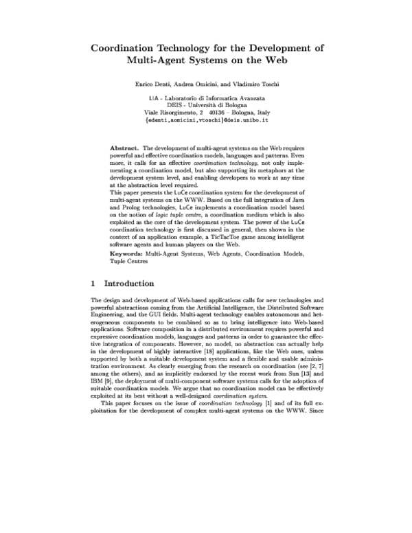 (PDF) Coordination technology for the development of multi-agent ...