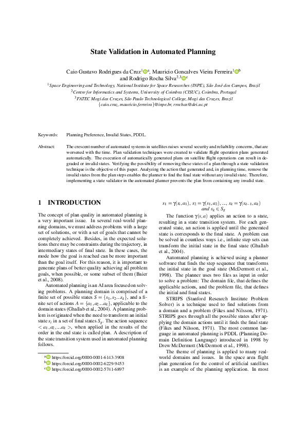 (PDF) State Validation in Automated Planning