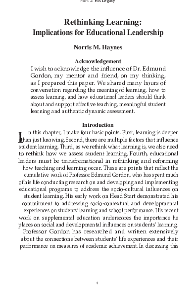 (PDF) Rethinking Learning: Implications for Educational Leadership