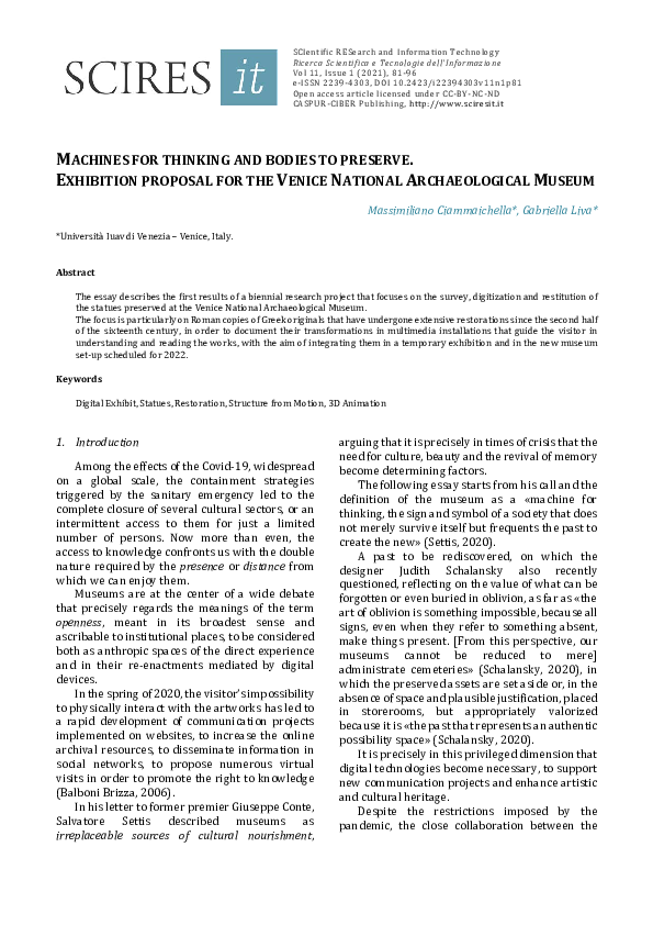 (PDF) Exhibition Proposal for the Venice National Archaeological Museum