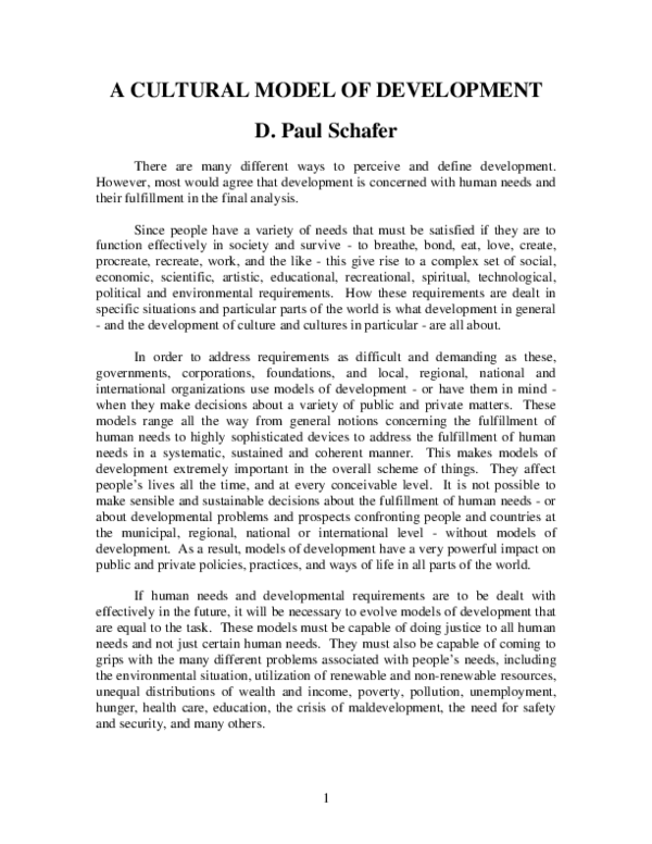 (PDF) A Cultural Model of Development
