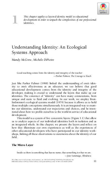 (PDF) Understanding Identity: An Ecological Systems Approach