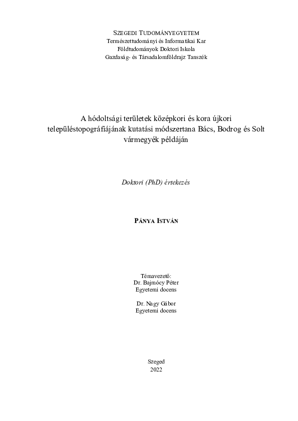 (DOC) A hódoltsági területek középkori és kora újkori ...