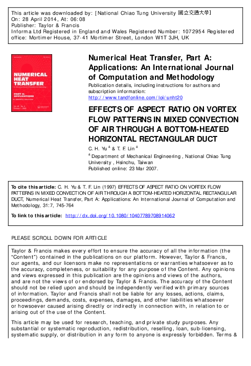 (PDF) Effects of Aspect Ratio on Vortex Flow Patterns in Mixed Convection of Air Through a ...