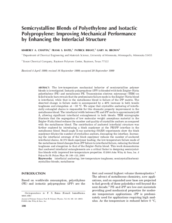 (PDF) Semicrystalline blends of polyethylene and isotactic ...