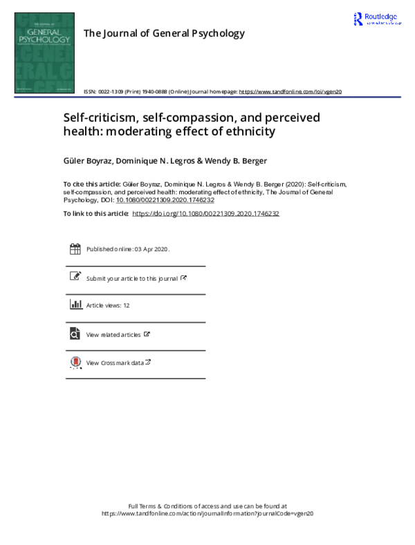 (PDF) Self-criticism, self-compassion, and perceived health: moderating ...