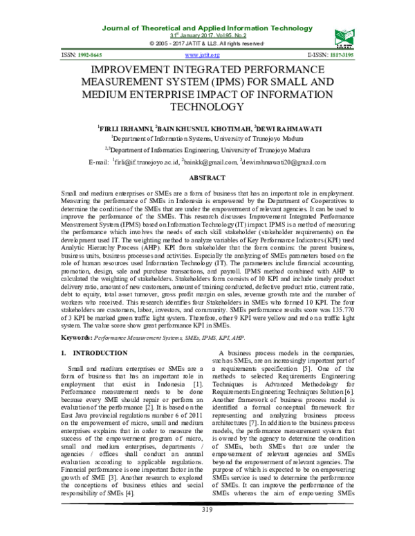 (PDF) Improvement Integrated Performance Measurement System ( Ipms ...