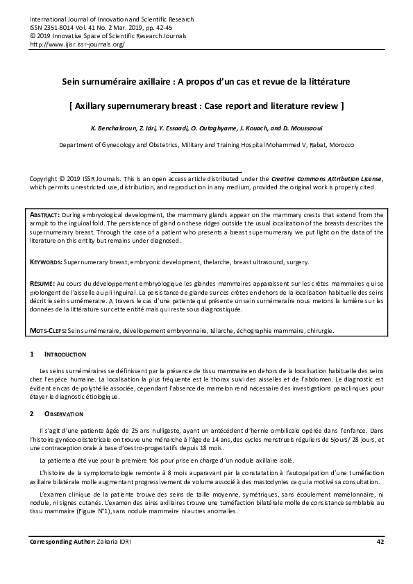 Pdf Axillary Supernumerary Breast Case Report And Literature Review