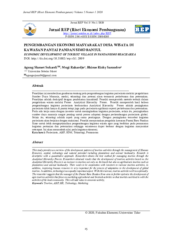 (PDF) Pengembangan Ekonomi Masyarakat Desa Wisata Di Kawasan Pantai ...