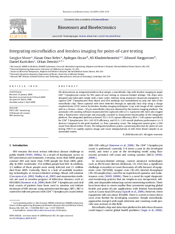 (PDF) Integrating microfluidics and lensless imaging for point-of-care ...