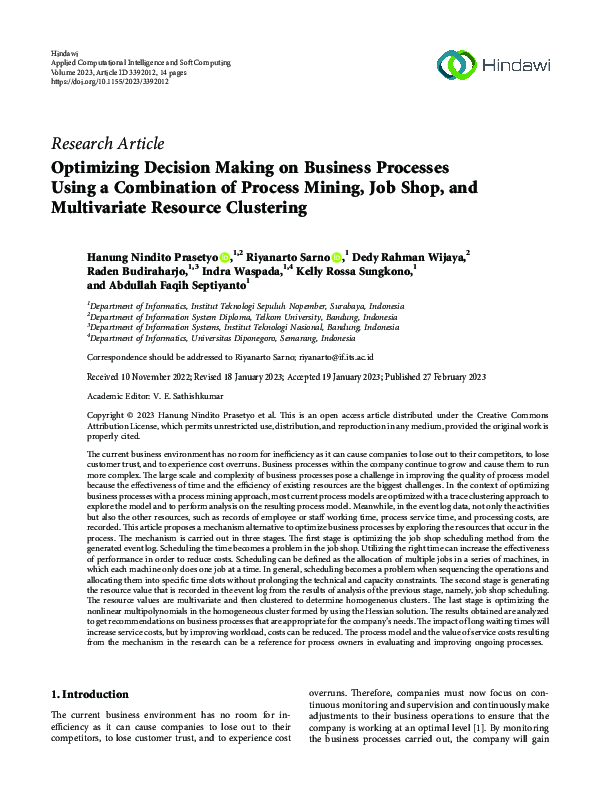 (PDF) Optimizing Decision Making on Business Processes Using a Combination of Process Mining ...